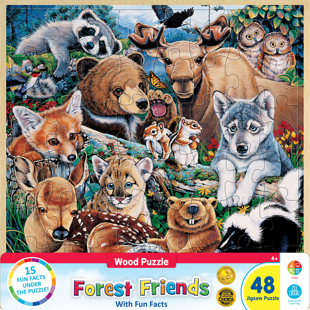 Wood Fun Facts - Forest Friends 48pc Wood Puzzle – Toys on the Square